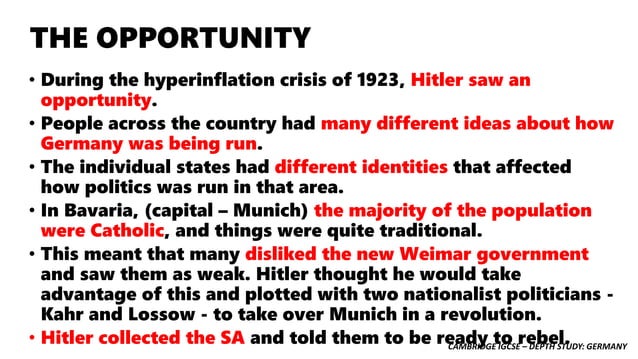 DEPTH STUDY GERMANY: WEIMAR REPUBLIC - 06. THE BEER HALL PUTSCH 1923 ...