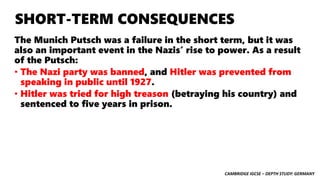 DEPTH STUDY GERMANY: WEIMAR REPUBLIC - 06. THE BEER HALL PUTSCH 1923 | PPTX