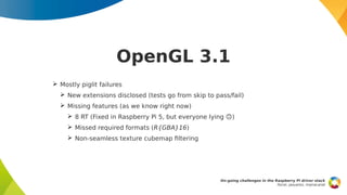 On-going challenges in the Raspberry Pi driver stack: OpenGL 3, Vulkan and more (XDC 2023) | PPT