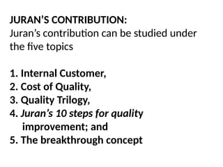 Total quality management by juran trilogy | PPTX