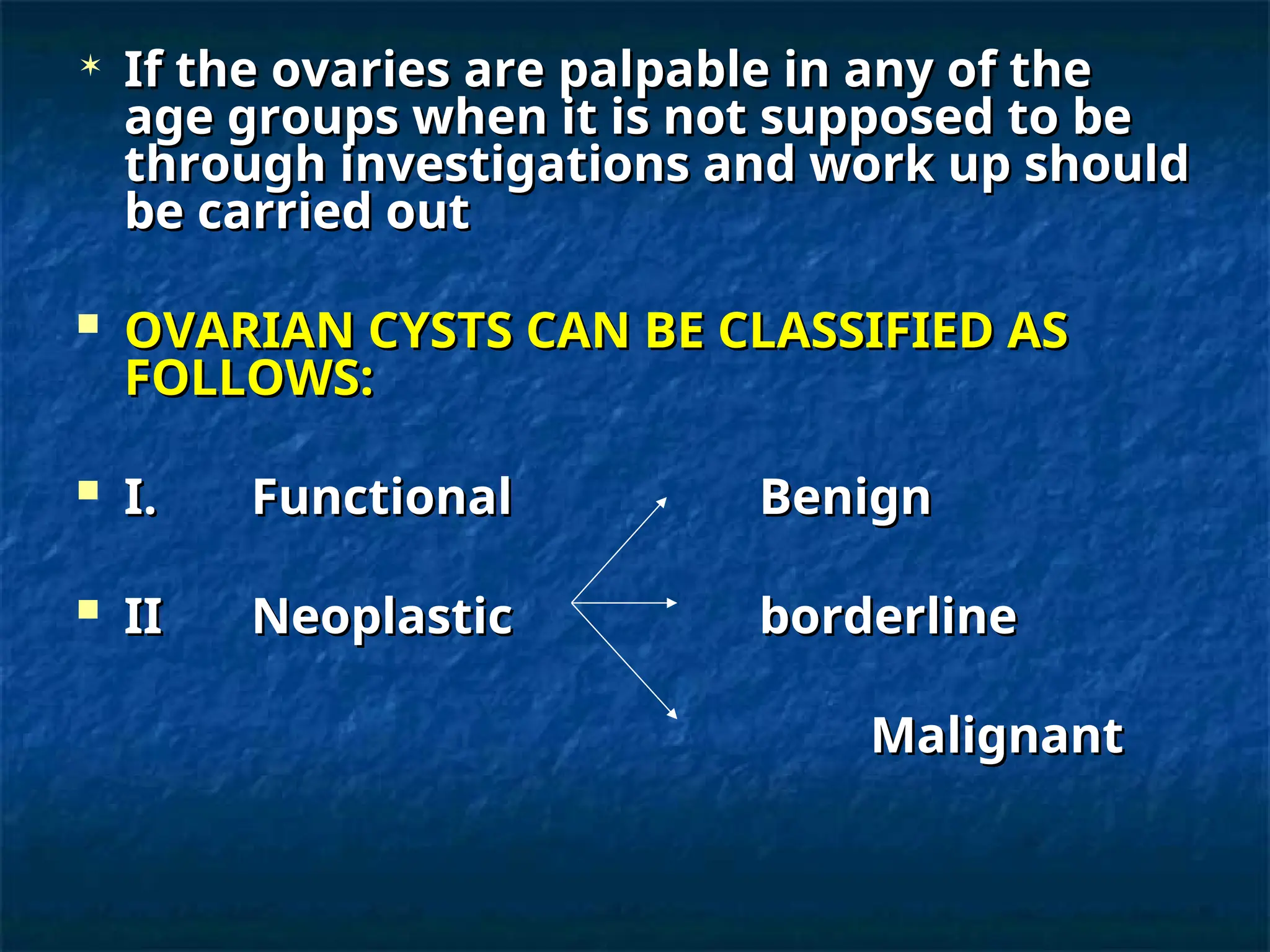 benign ovarian tumors.pptbenign ovarian tumors. | PPT | Menopause ...