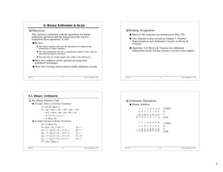 KKKL2013 Digital Logic: Binary Arithmetic | PDF