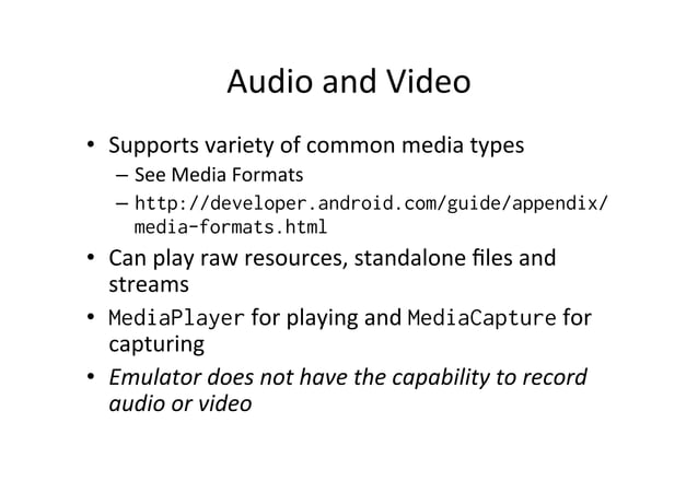 Android Multimedia Support | PDF | Digital Audio | Computer Software and Applications