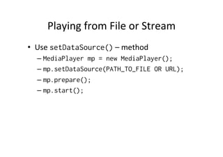 Android Multimedia Support | PDF | Digital Audio | Computer Software and Applications