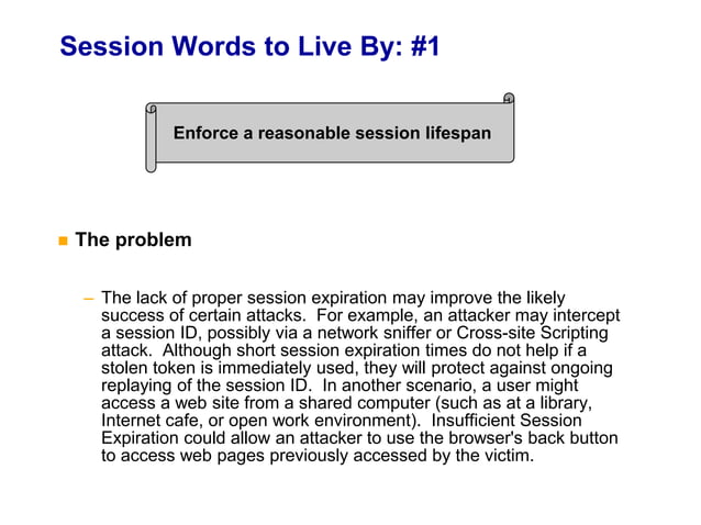 06 application security fundamentals - part 2 - security mechanisms - session management | PPT