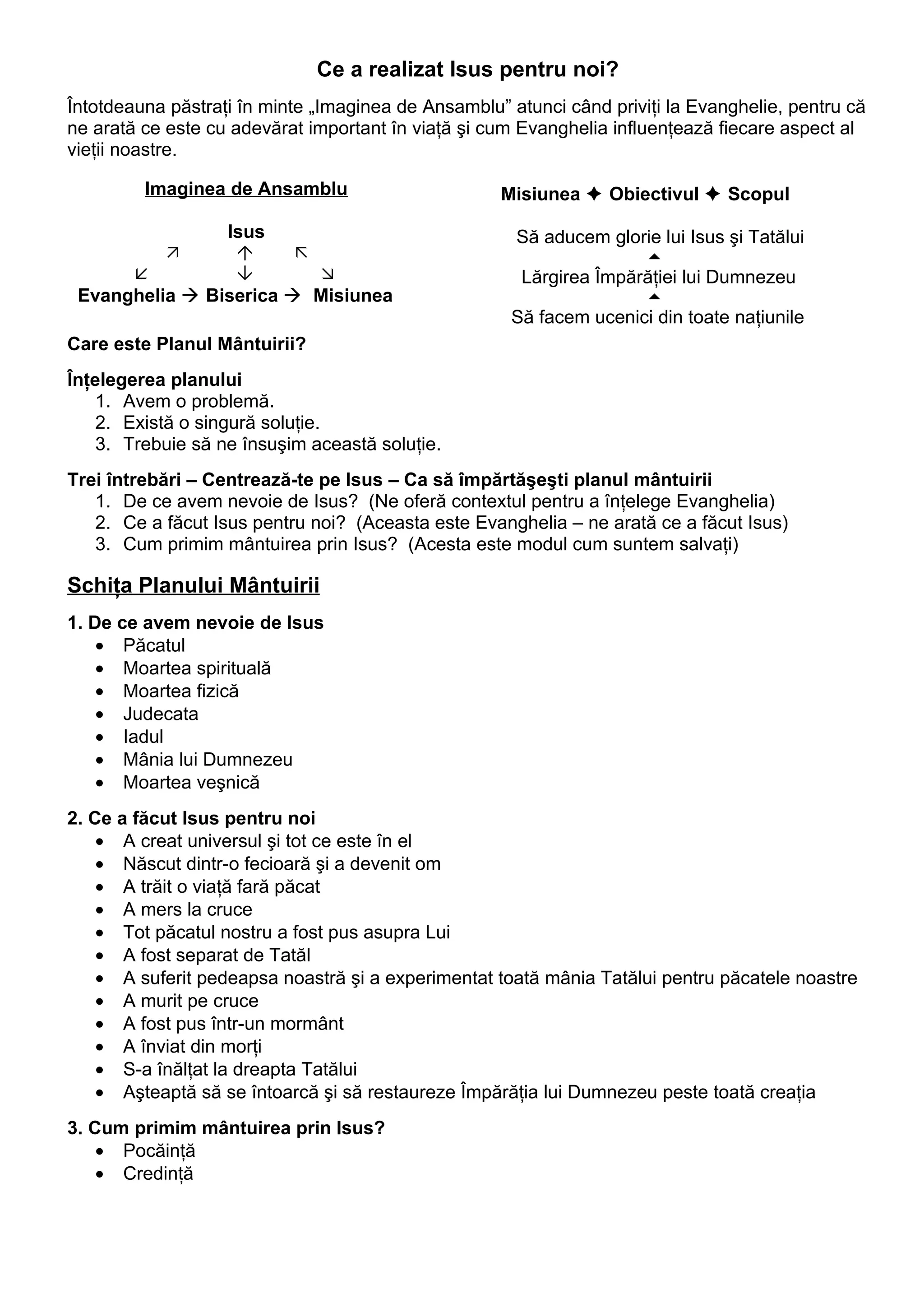 06. Ce a realizat Isus pentru noi notite | DOC