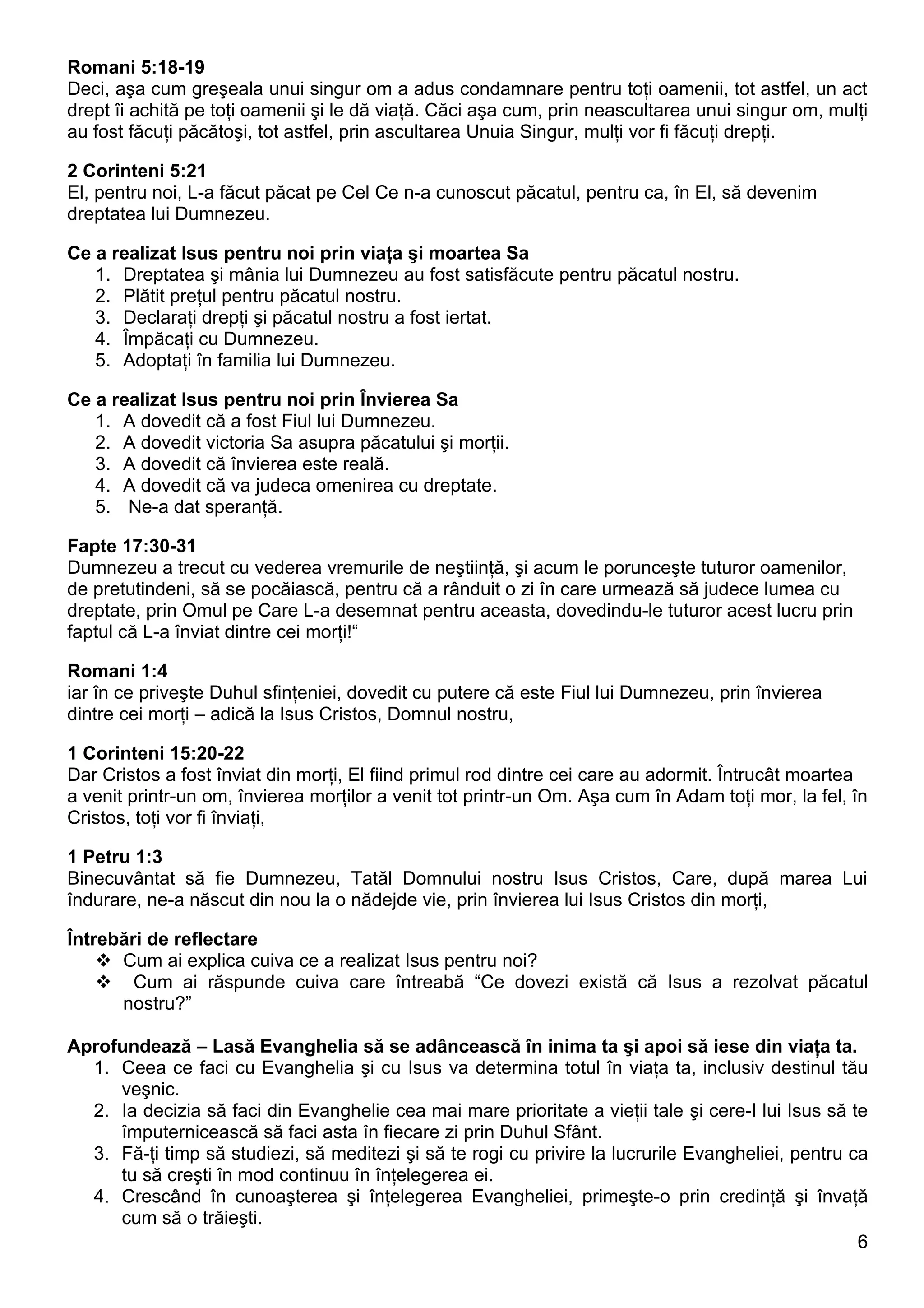 06. Ce a realizat Isus pentru noi notite | DOC