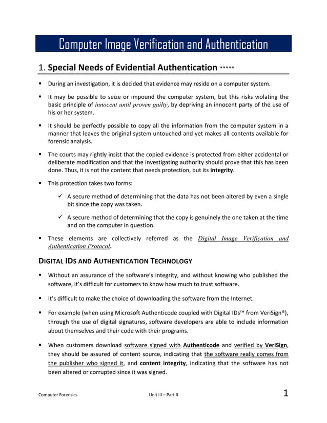 06 Computer Image Verification and Authentication - Notes | PDF