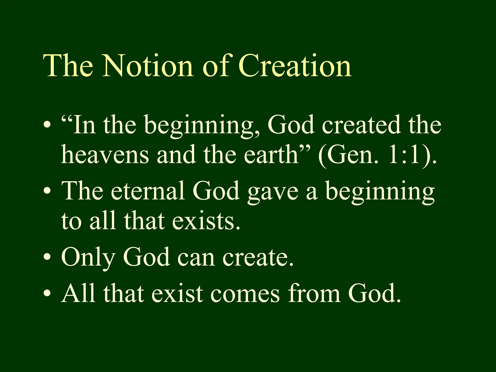 Catholic Doctrine Class on Creation and Its Logical Consequences | PPT