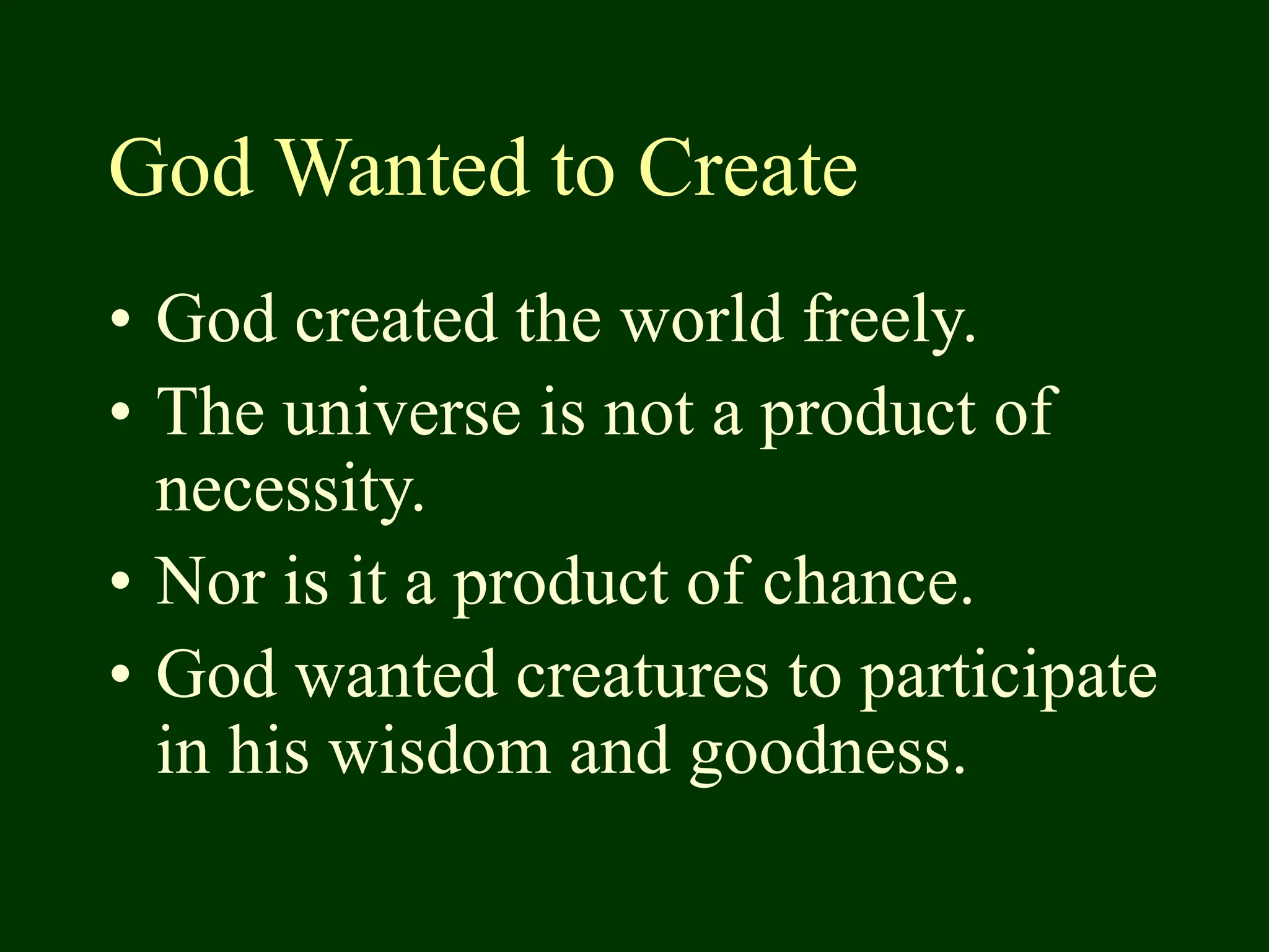 Catholic Doctrine Class on Creation and Its Logical Consequences | PPT