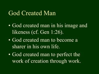Catholic Doctrine Class on Creation and Its Logical Consequences | PPT