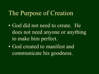 Catholic Doctrine Class on Creation and Its Logical Consequences | PPT