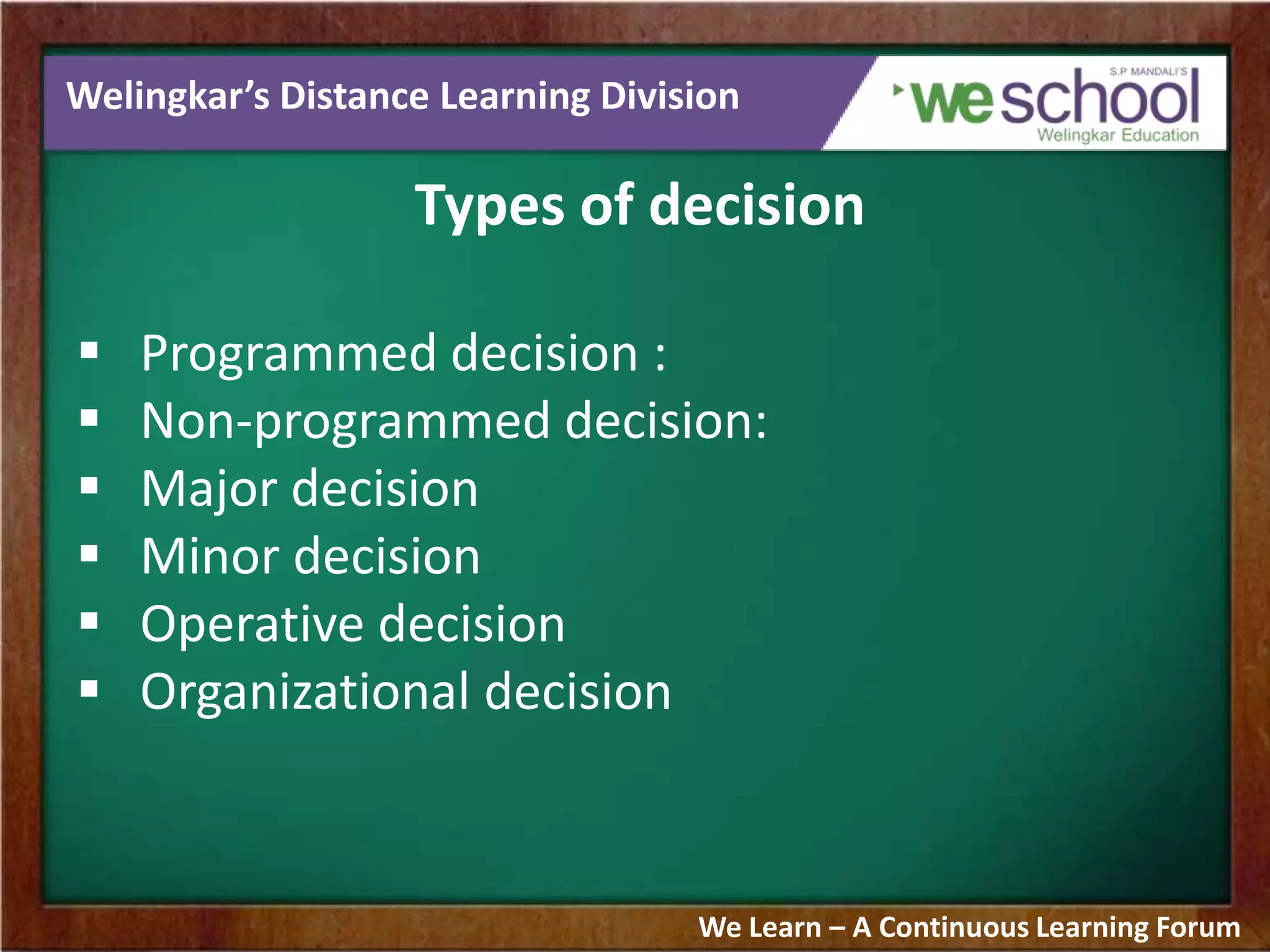 Decision Making - Management Principles | PPTX