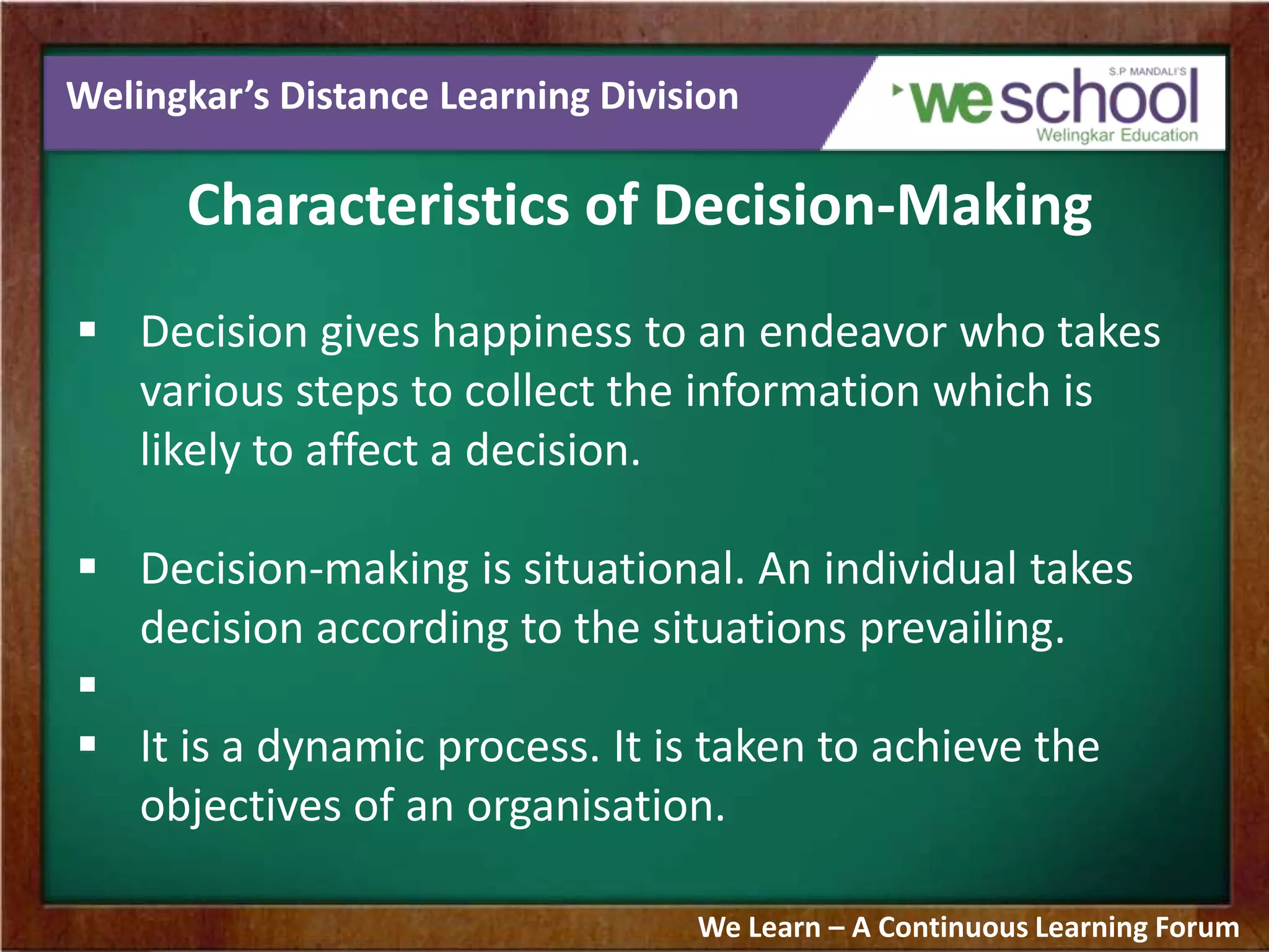 Decision Making - Management Principles | PPTX