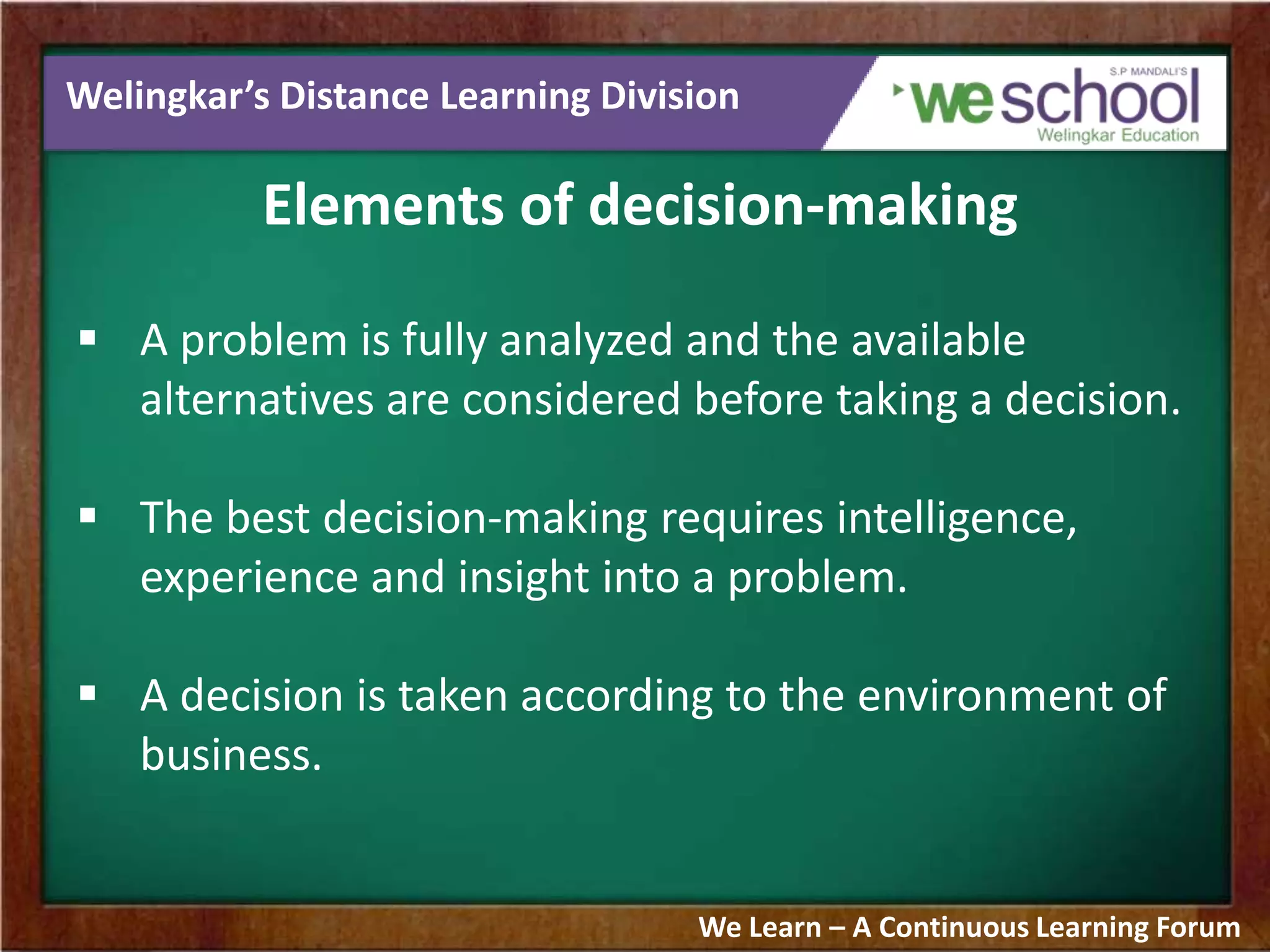 Decision Making - Management Principles | PPTX