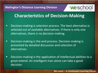 Decision Making - Management Principles | PPTX