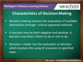Decision Making - Management Principles | PPTX