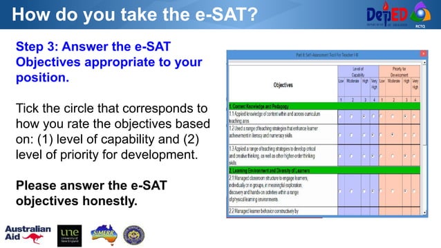 Electronic Self-assessment Tool (e-SAT) | PPTX | Standardized Testing ...
