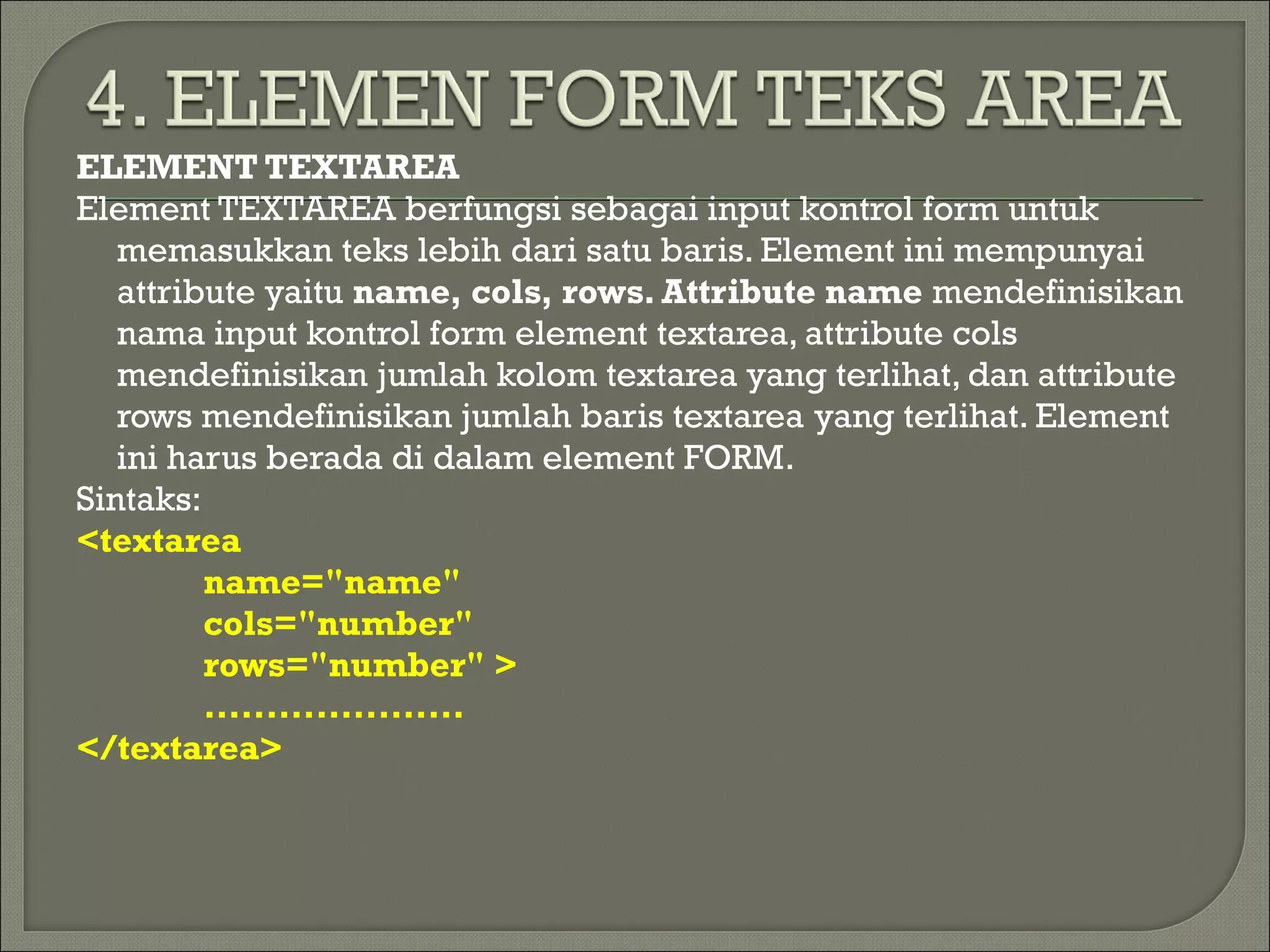 06 elemen form pada html | PPT