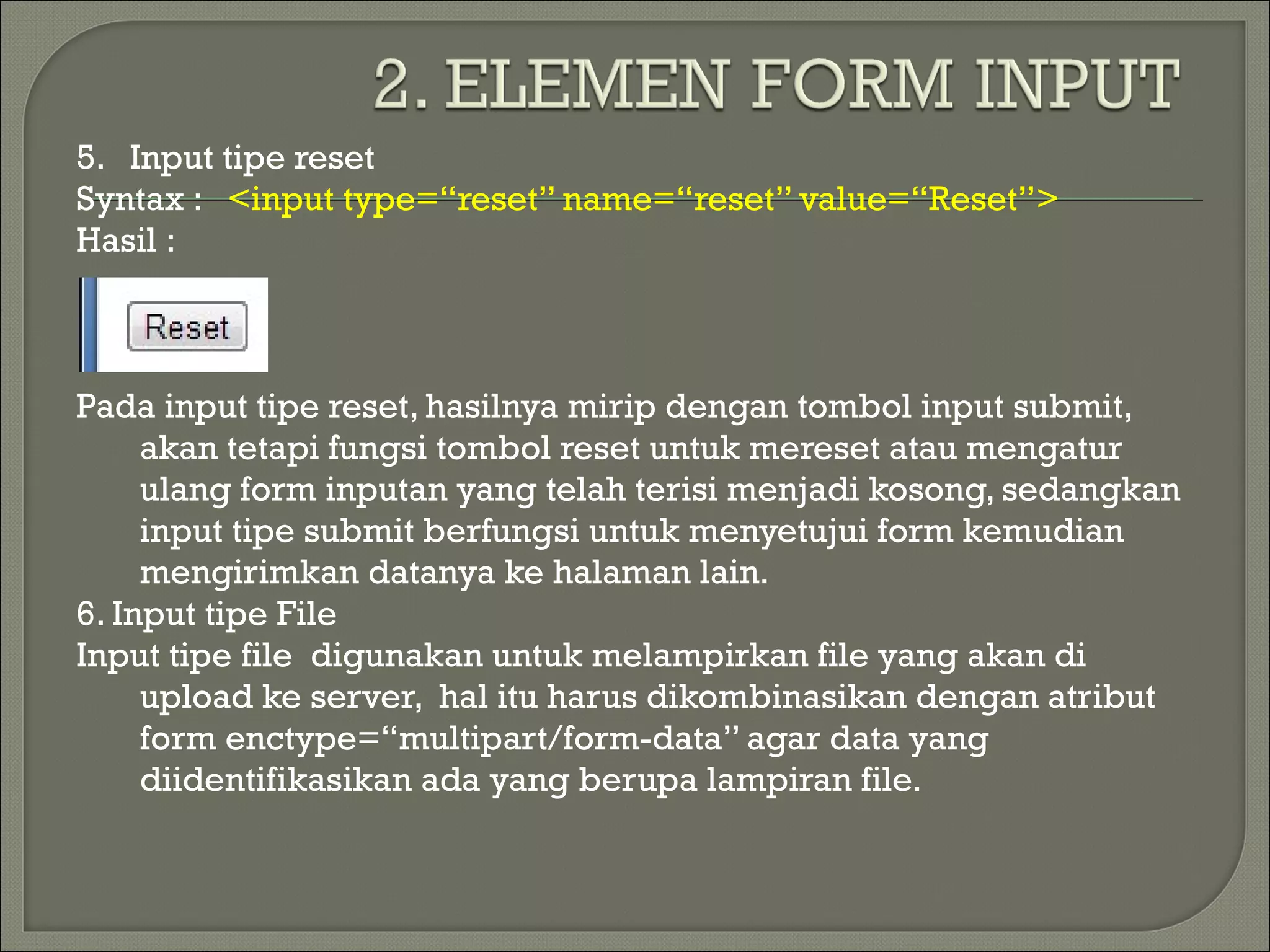 06 elemen form pada html | PPT
