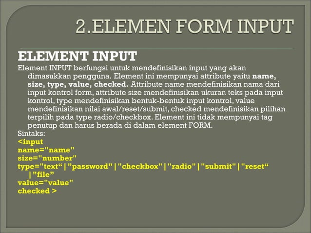 06 elemen form pada html | PPT