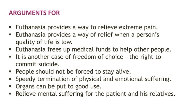 Euthanasia - Types, Arguments For and Against | PDF | First Aid | Injuries