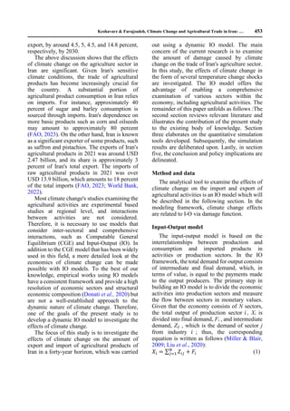 Climate Change and Agricultural Trade in Iran: A Dynamic Input-Output Analysis | PDF