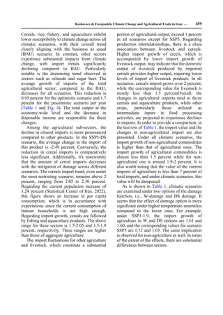 Climate Change and Agricultural Trade in Iran: A Dynamic Input-Output Analysis | PDF