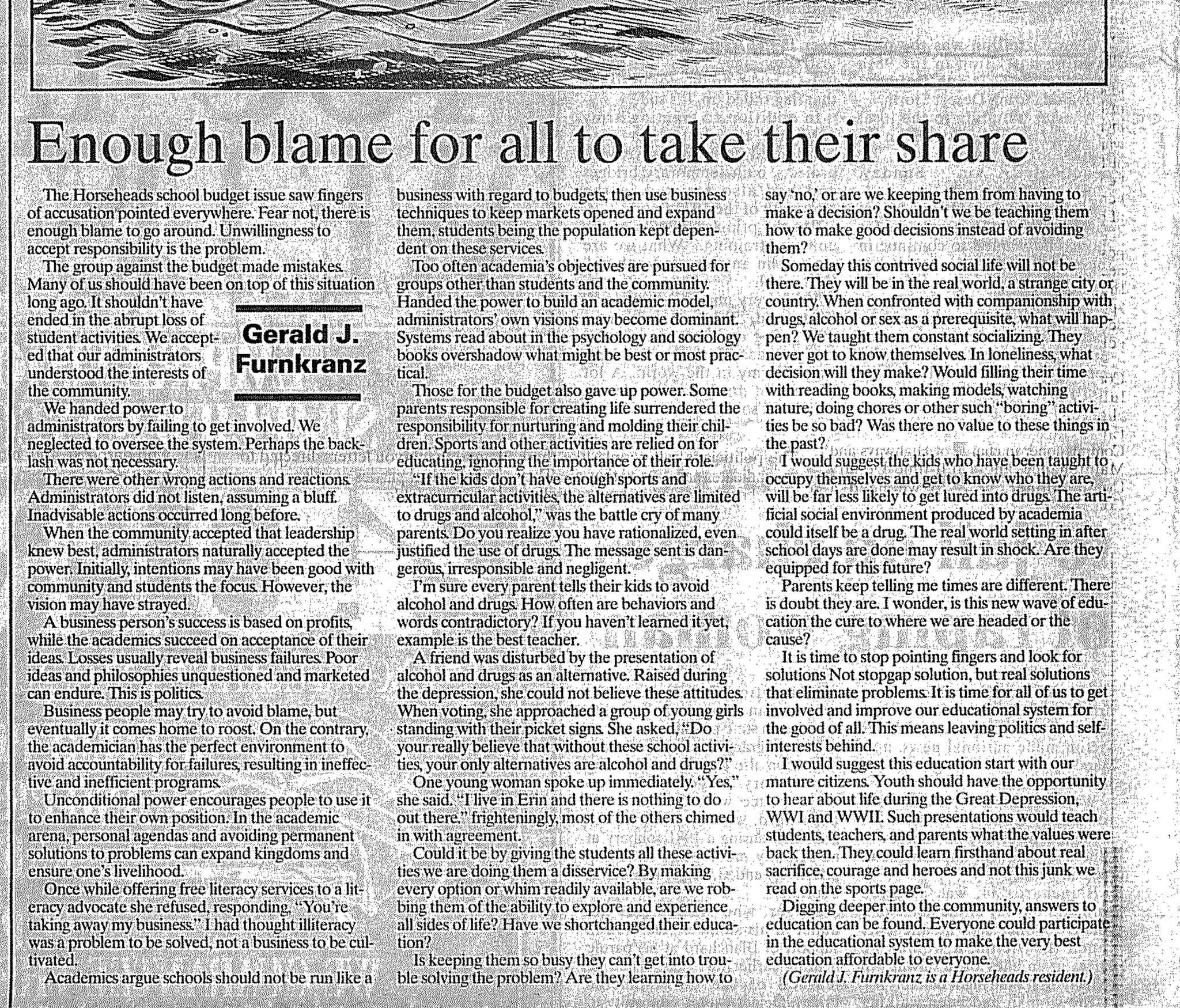 Local newspaper guest columns By Gerald J. Furnkranz | PPT