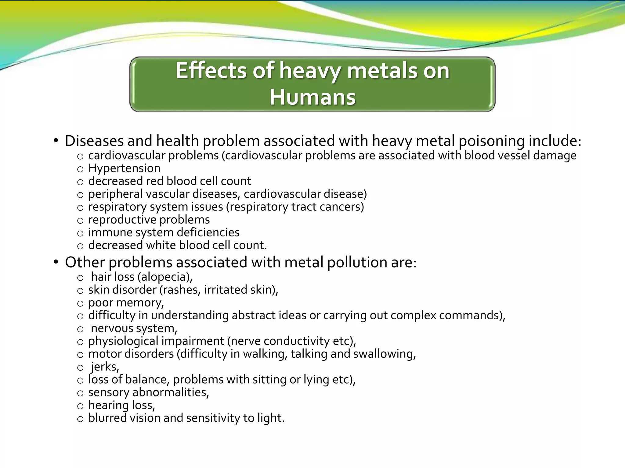 Heavy metals and its effects on plants and environment | PPTX