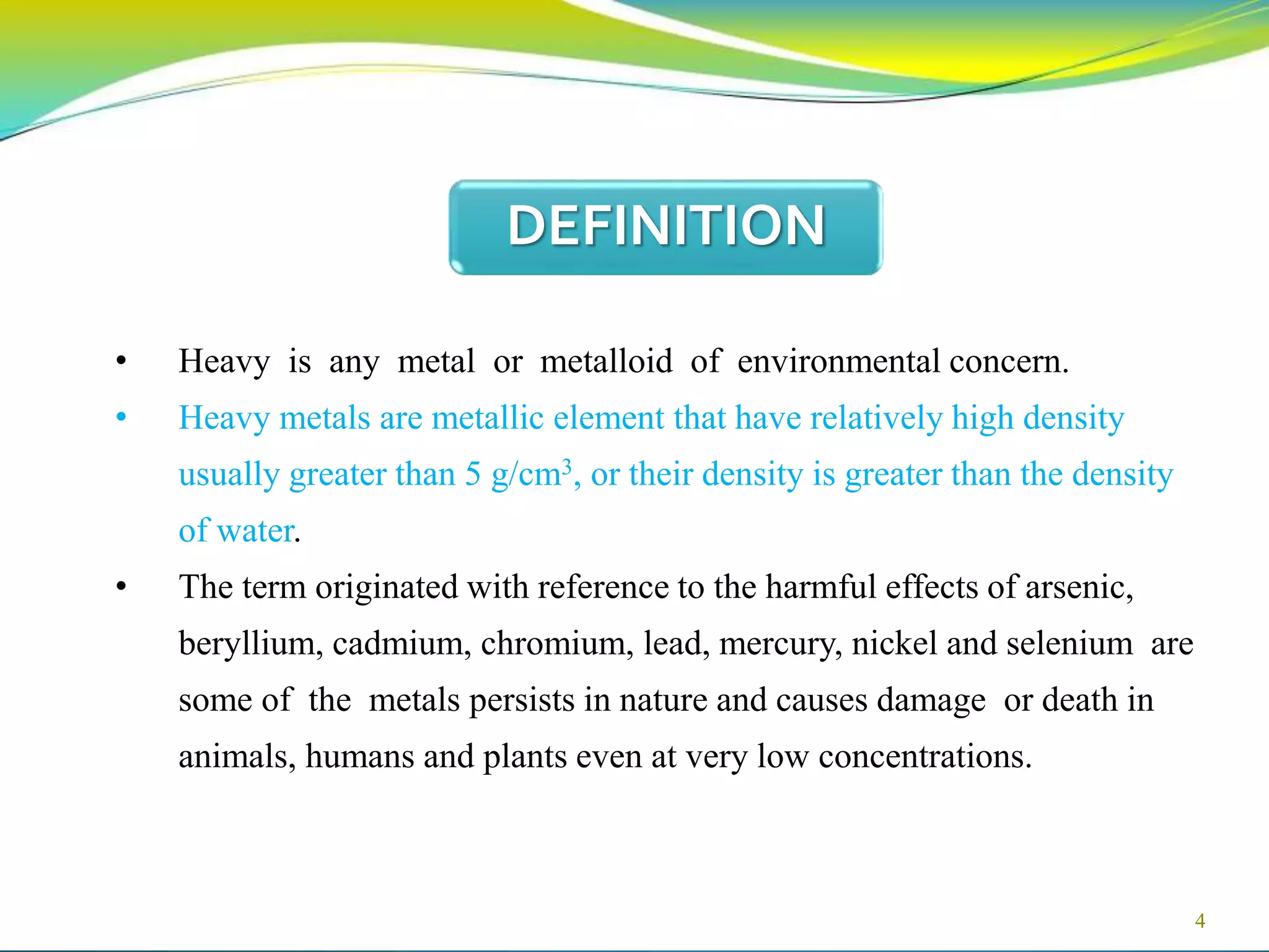 Heavy metals and its effects on plants and environment | PPTX
