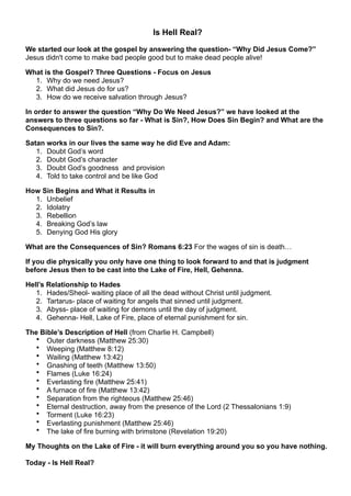 06. Is Hell Real? Notes | PDF