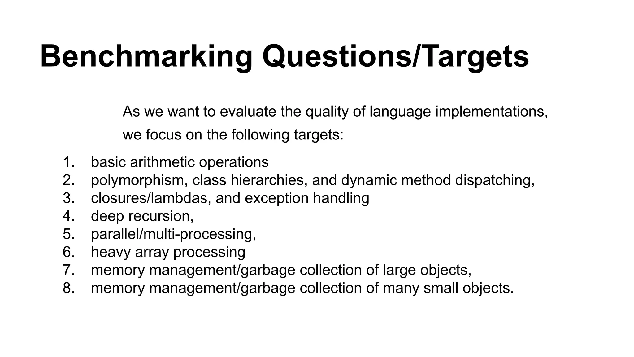 Intentional Benchmarking of Dynamic Languages | PDF