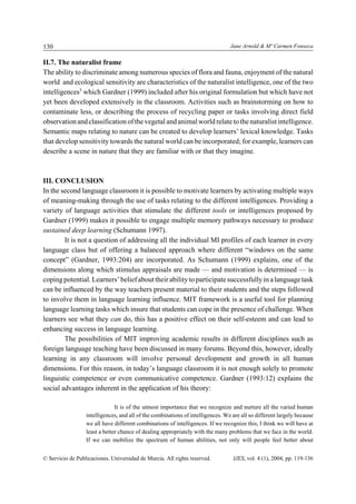 Multiple Intelligence Theory and Foreign Language Learning: A Brain-based Perspective | PDF