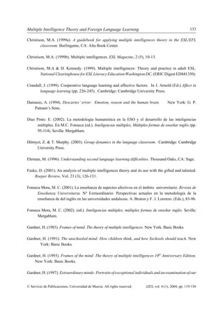 Multiple Intelligence Theory and Foreign Language Learning: A Brain-based Perspective | PDF