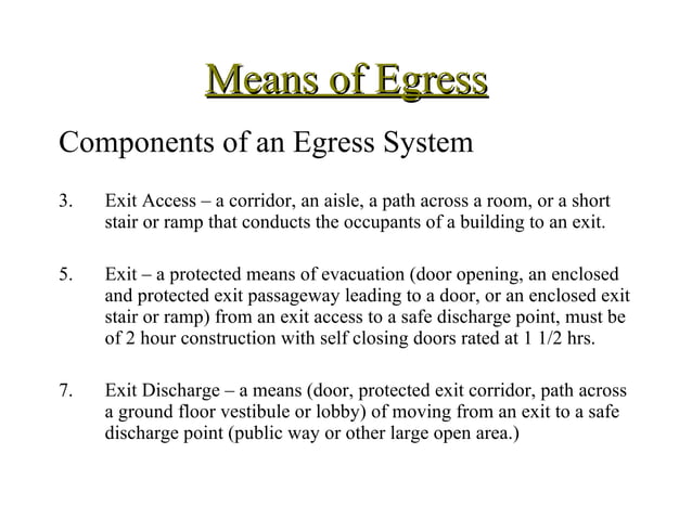 Building Code - Egress | PPT | Auto Safety | Automotive