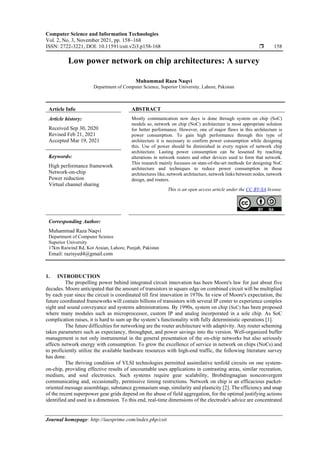 Low power network on chip architectures: A survey | PDF