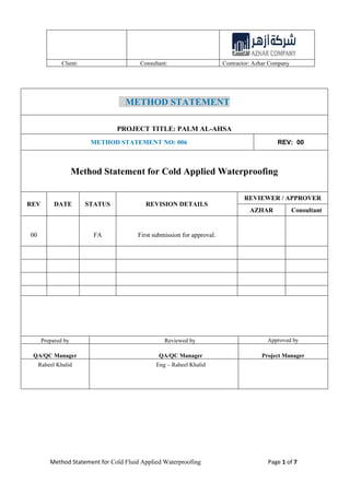06 - Method Statement for cold applied water proffing works.pdf