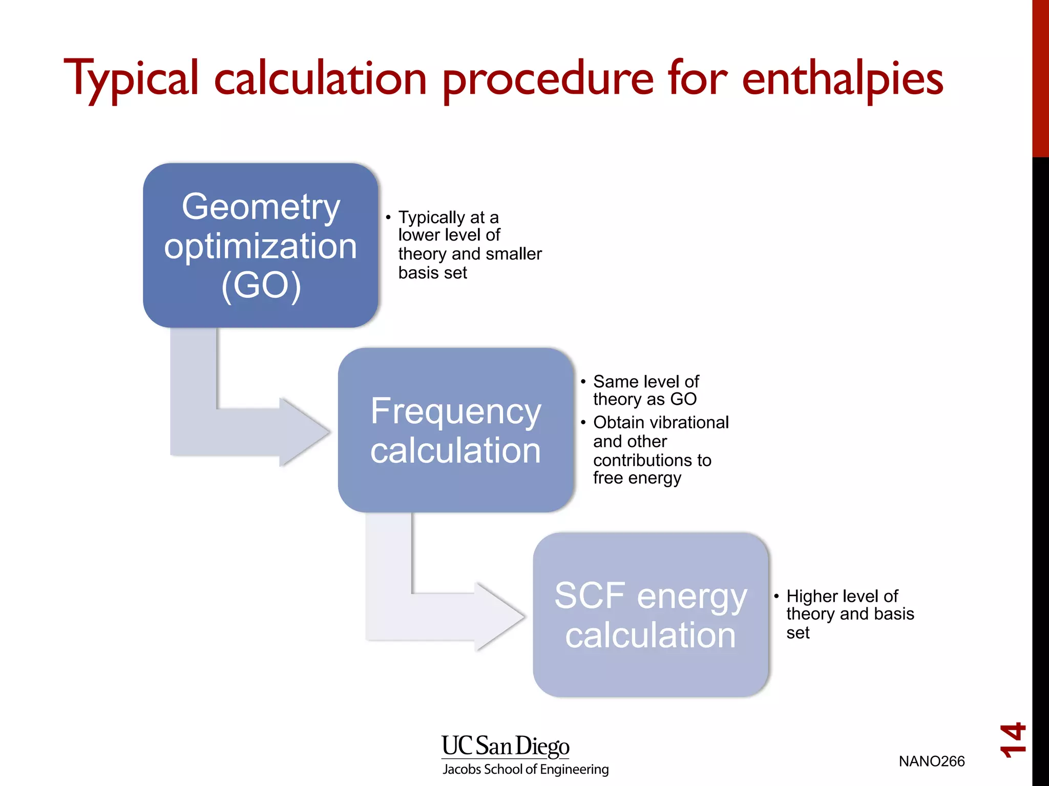 NANO266 - Lecture 6 - Molecule Properties from Quantum Mechanical Modeling | PDF