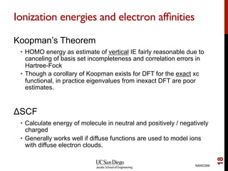 NANO266 - Lecture 6 - Molecule Properties from Quantum Mechanical Modeling | PDF