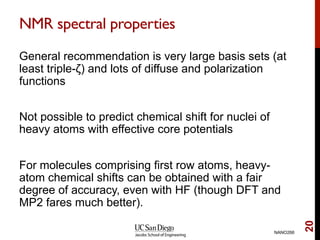 NANO266 - Lecture 6 - Molecule Properties from Quantum Mechanical Modeling | PDF