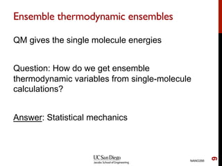 NANO266 - Lecture 6 - Molecule Properties from Quantum Mechanical Modeling | PDF