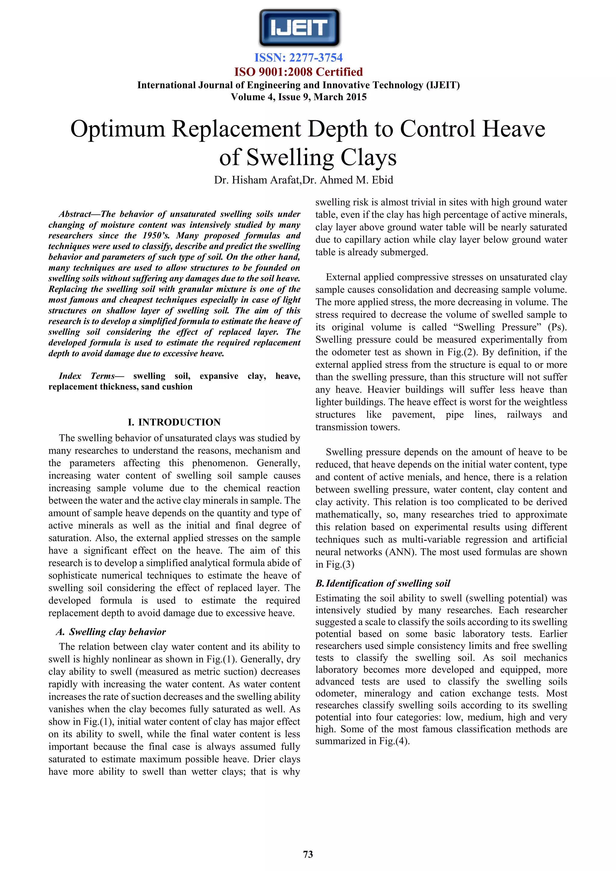 Optimum replacement depth to control heave of swelling clays | PDF