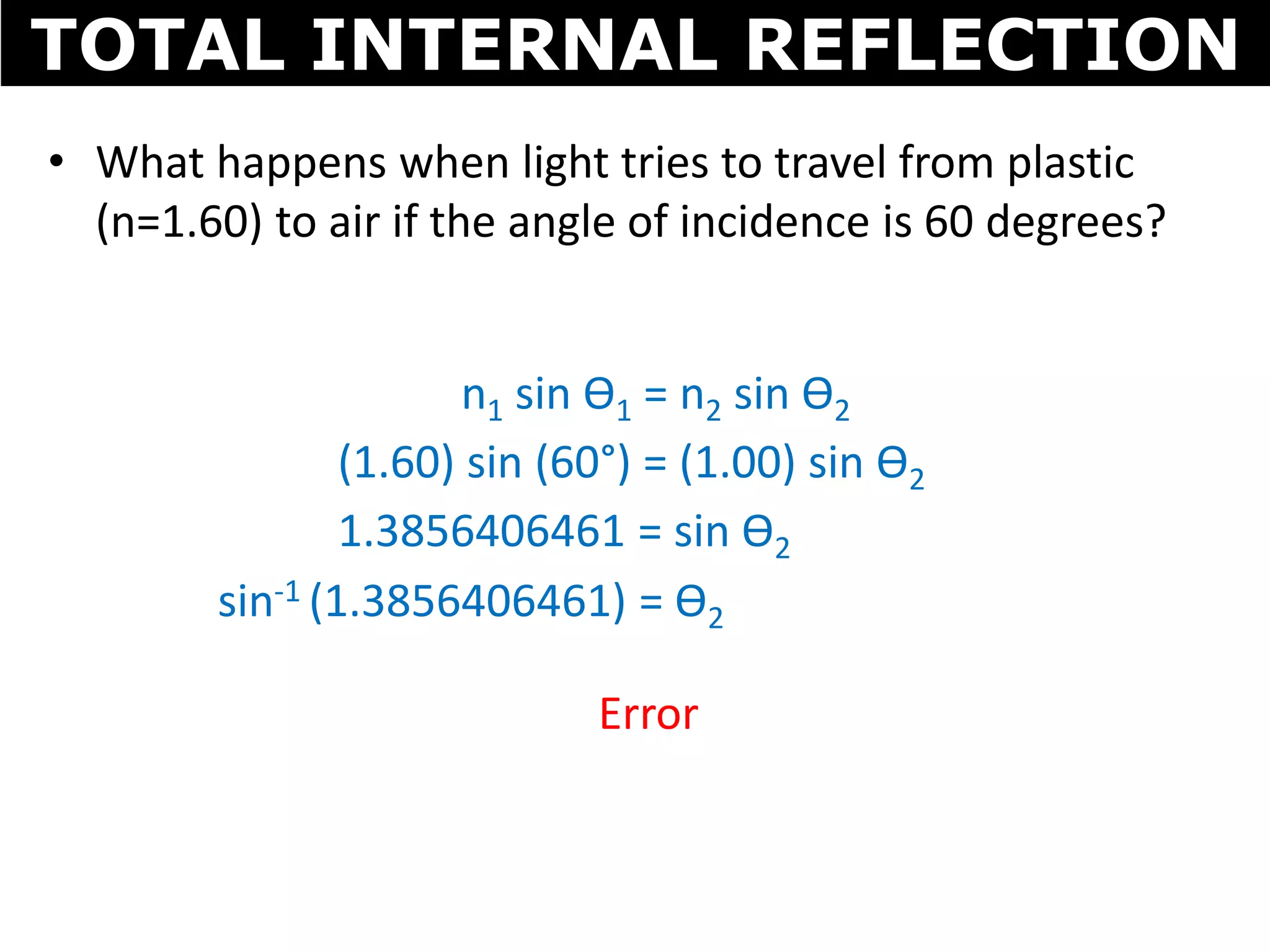 06 partial refraction and total internal reflection | PPT