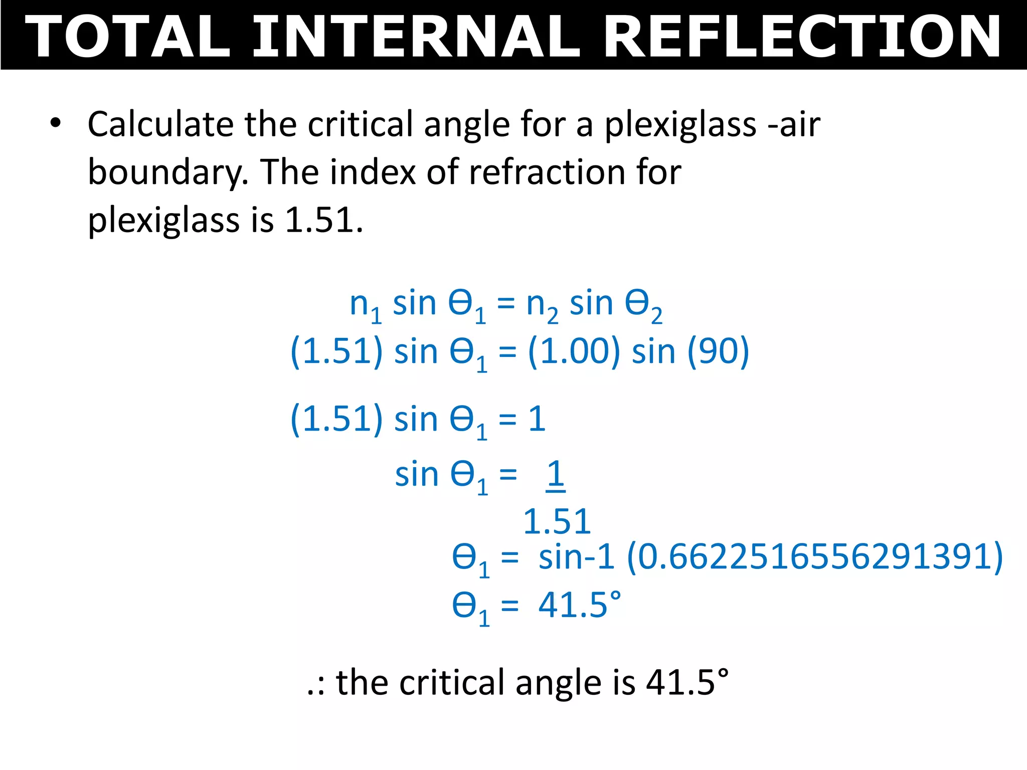 06 Partial Refraction And Total Internal Reflection Ppt