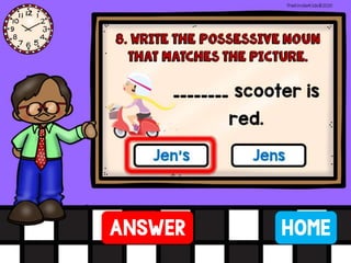 Possessive Nouns PowerPoint Game Grade x | PPTX