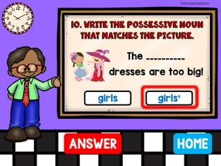 Possessive Nouns PowerPoint Game Grade x | PPTX