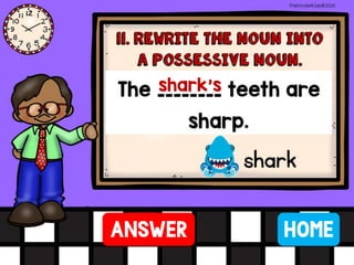 Possessive Nouns PowerPoint Game Grade x | PPTX