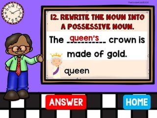 Possessive Nouns PowerPoint Game Grade x | PPTX
