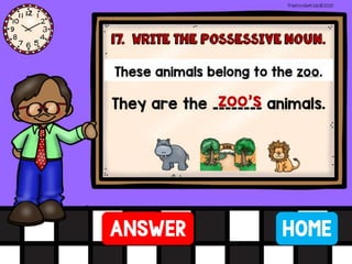 Possessive Nouns PowerPoint Game Grade x | PPTX